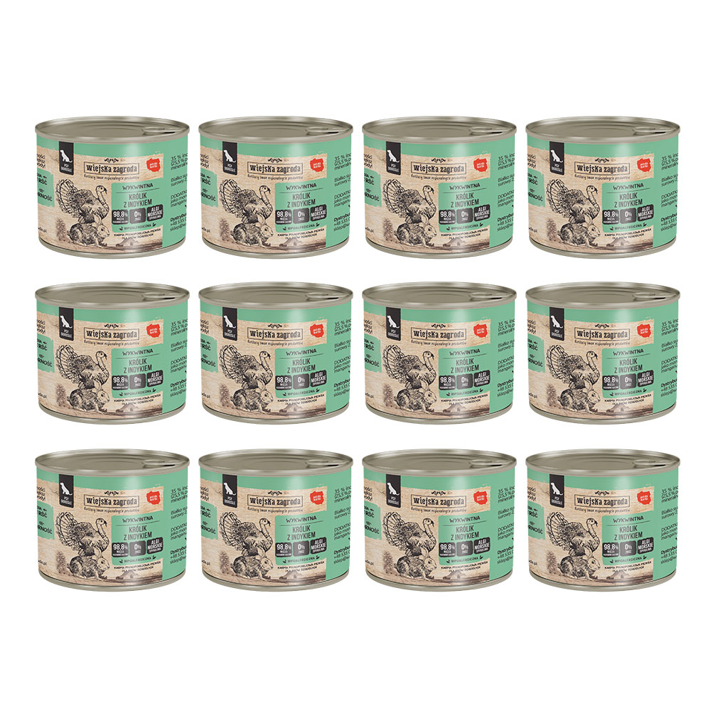 Zestaw Karma mokra dla psa Wiejska Zagroda Królik z indykiem 200 g x 12 szt. | PIES \ KARMA ...